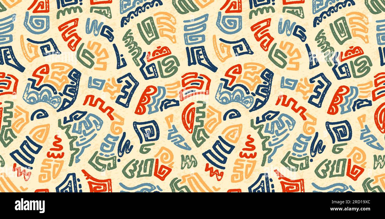 Hand drawn abstract seamless pattern, ethnic background, african style ...