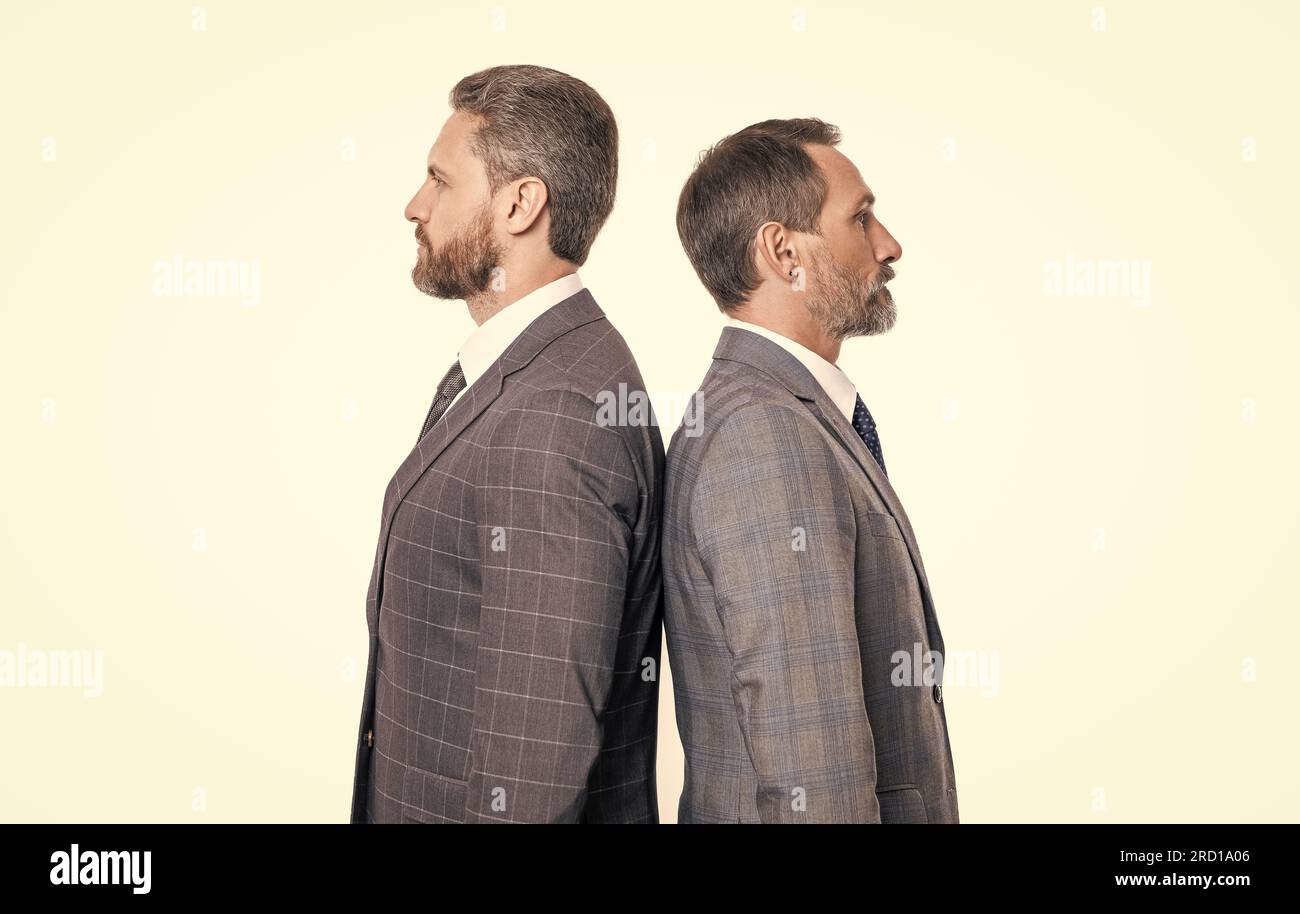 two leader businessmen partners isolated on white background. leader ...