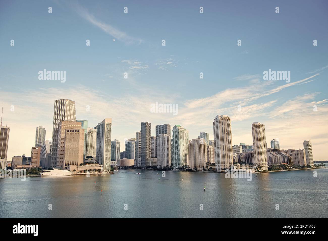 miami skyscraper skyline with horizon. photo of miami skyscraper ...