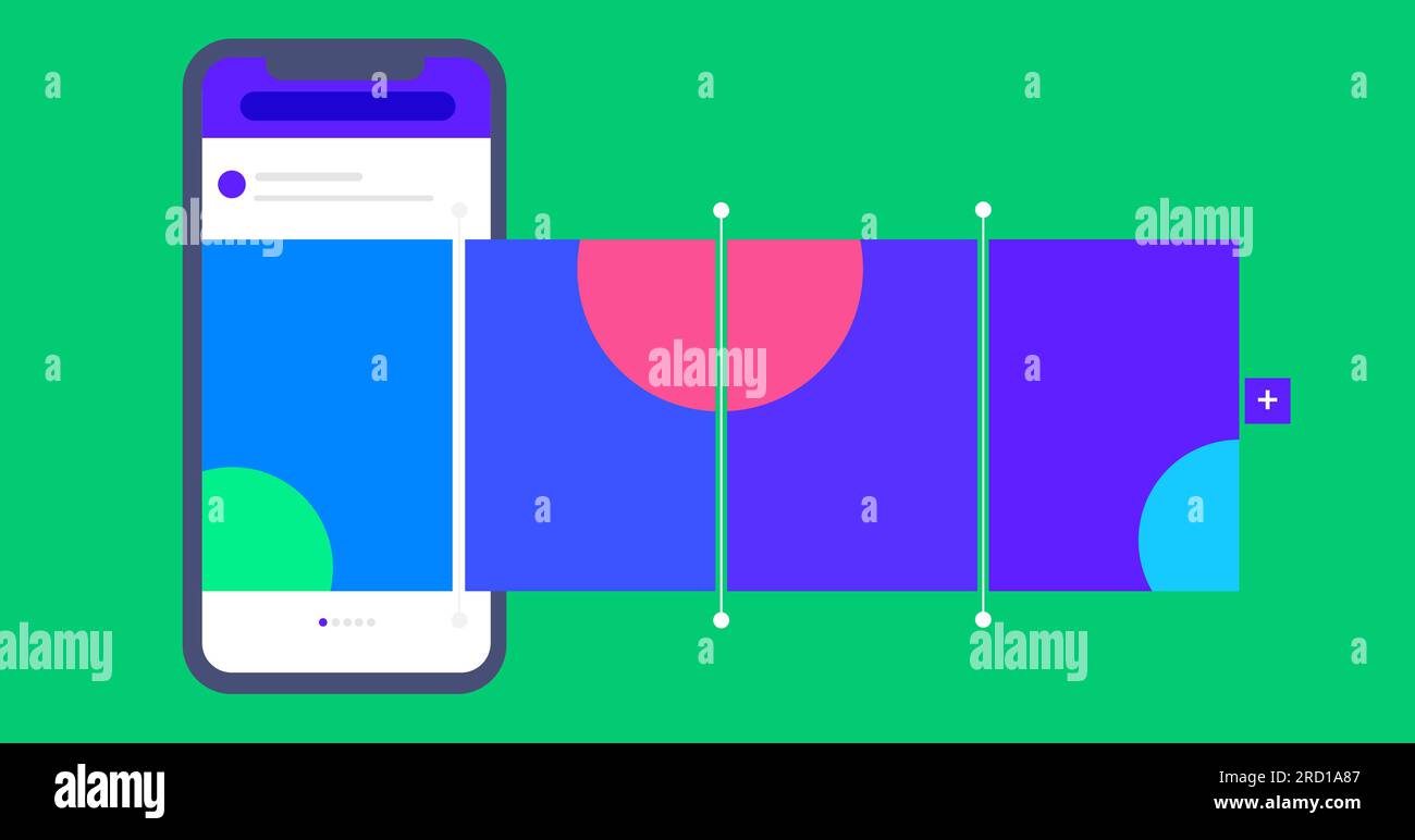 Social media design concept. Smartphone with interface carousel post on ...