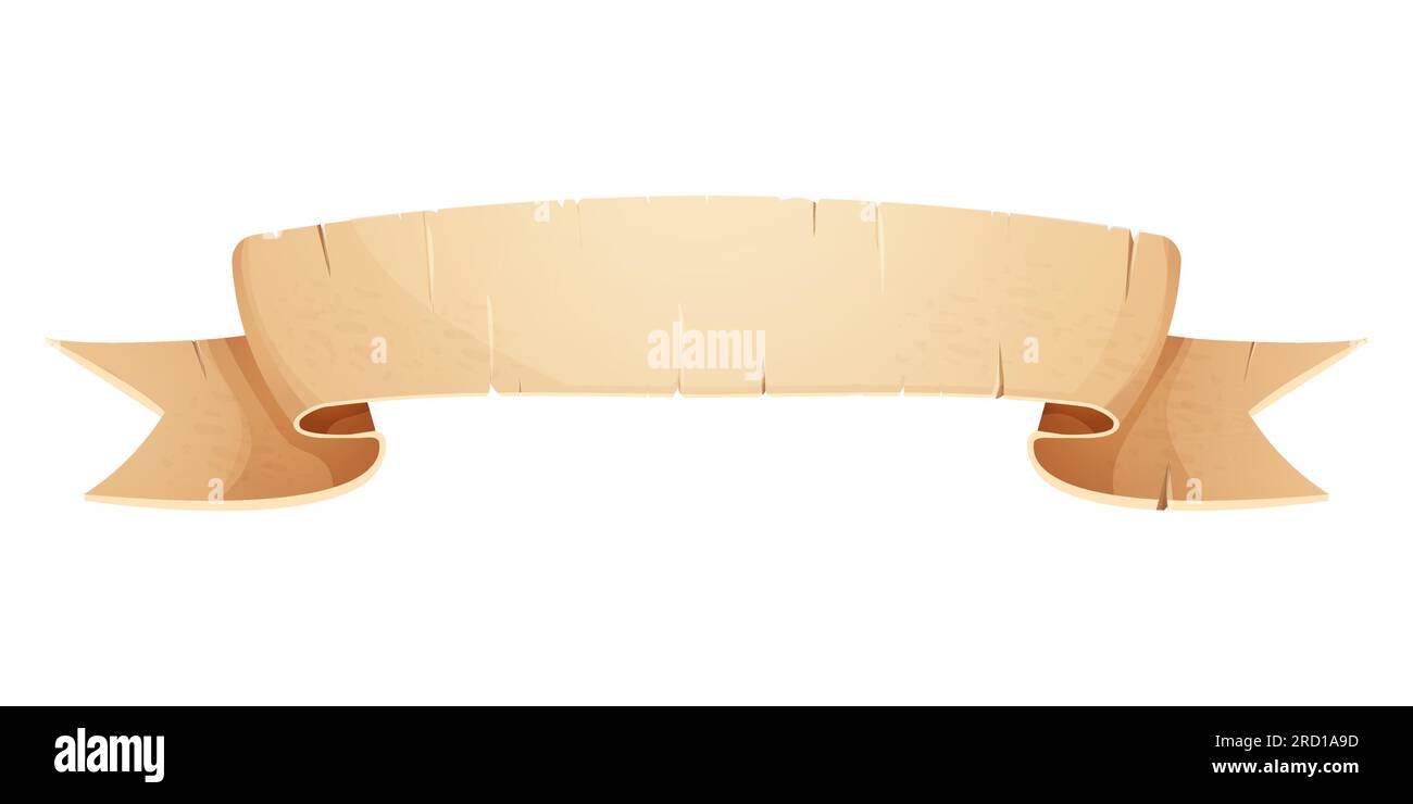 Parchment paper scroll ribbon, old vintage banner game ui element in ...