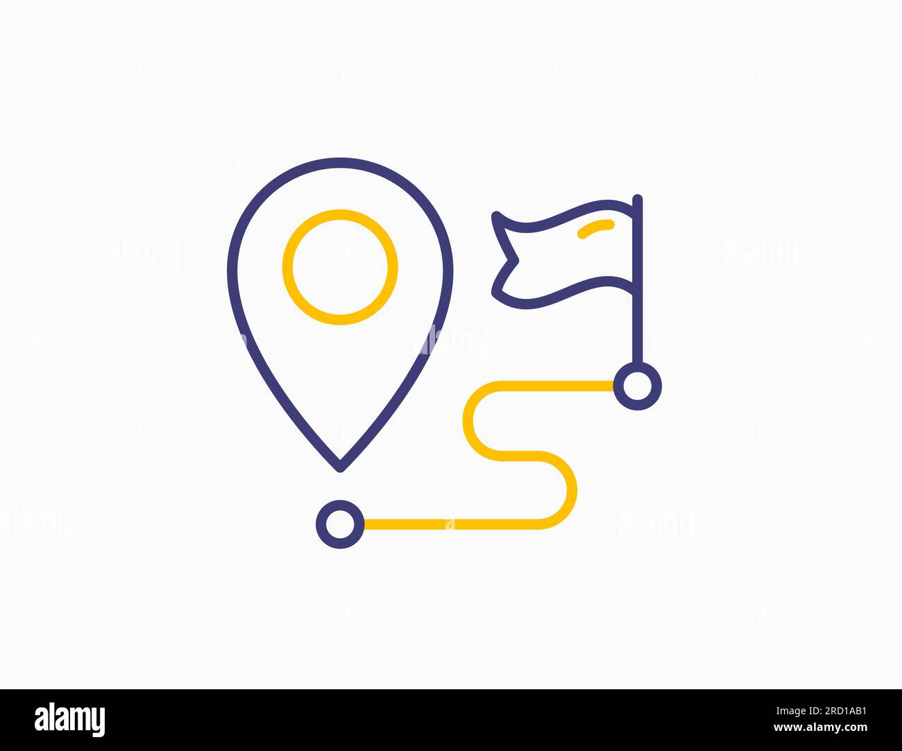 Journey path line icon route. Road flag point simple marker location vector design travel ...