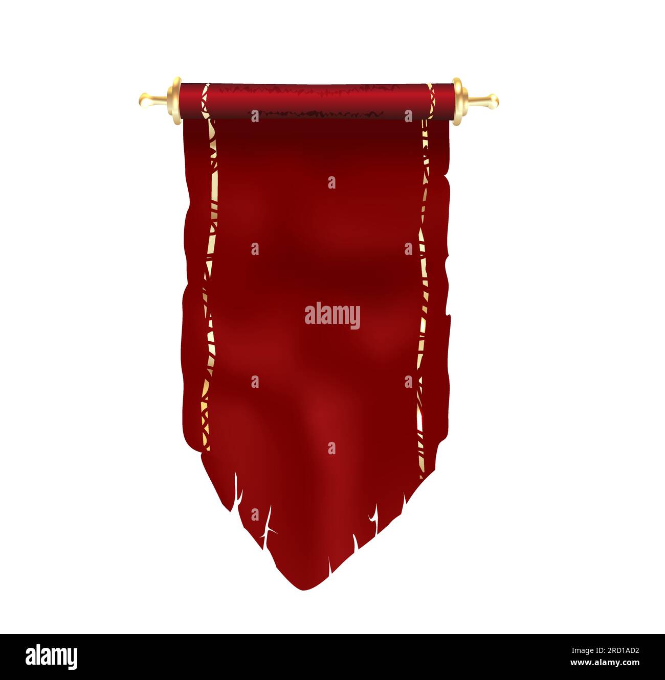 Red Pennant old Template Vector. Empty 3D Pennant Blank. Realistic ...