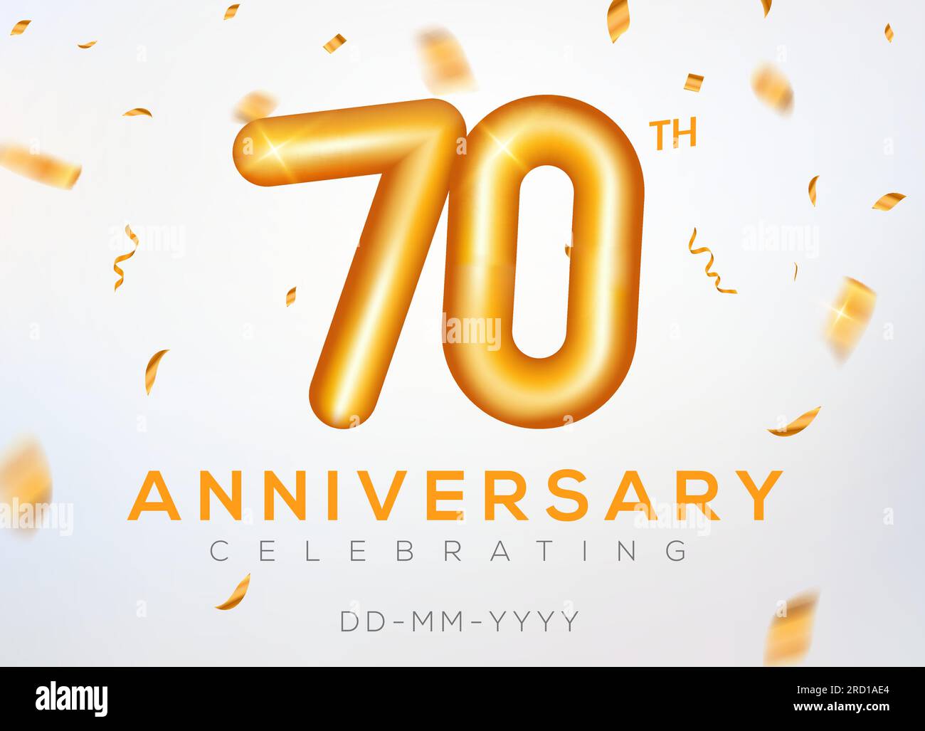 70 year anniversary gold number celebrate jubilee vector logo ...