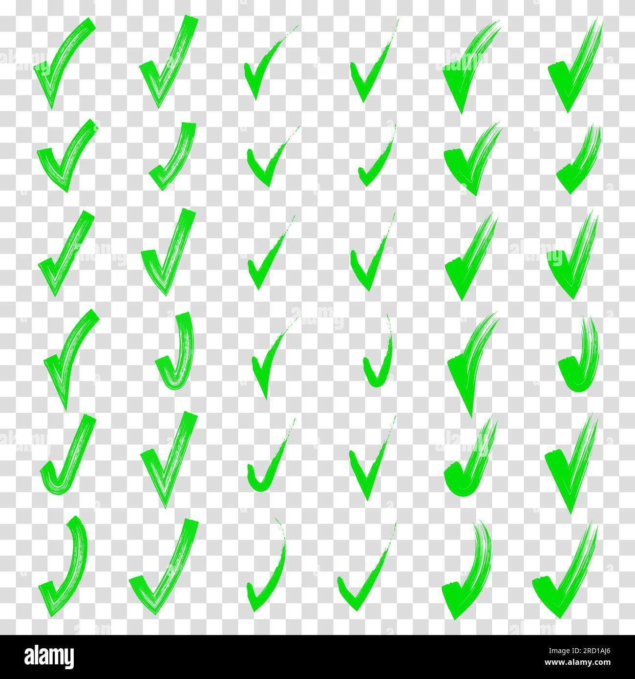 Brush hand drawn painted checkmarks set collection. Collection of hand doodle check marks ticks ...