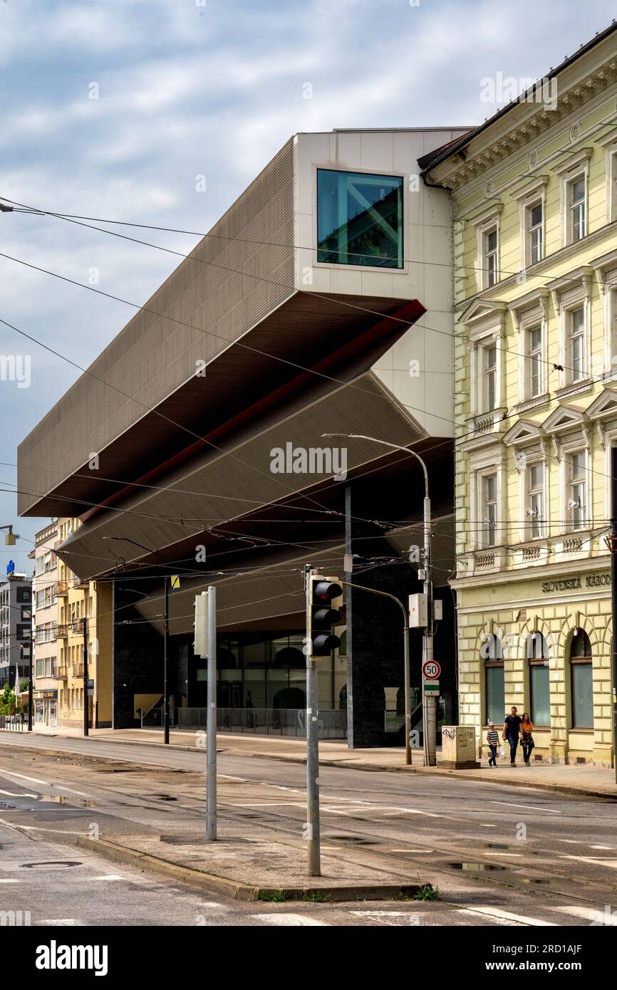 Bratislava, SK – June 10, 2023 View the black modern extension to the Slovak National Gallery ...