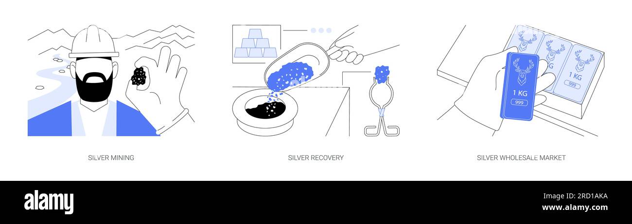 Silver extraction and refinery abstract concept vector illustrations ...
