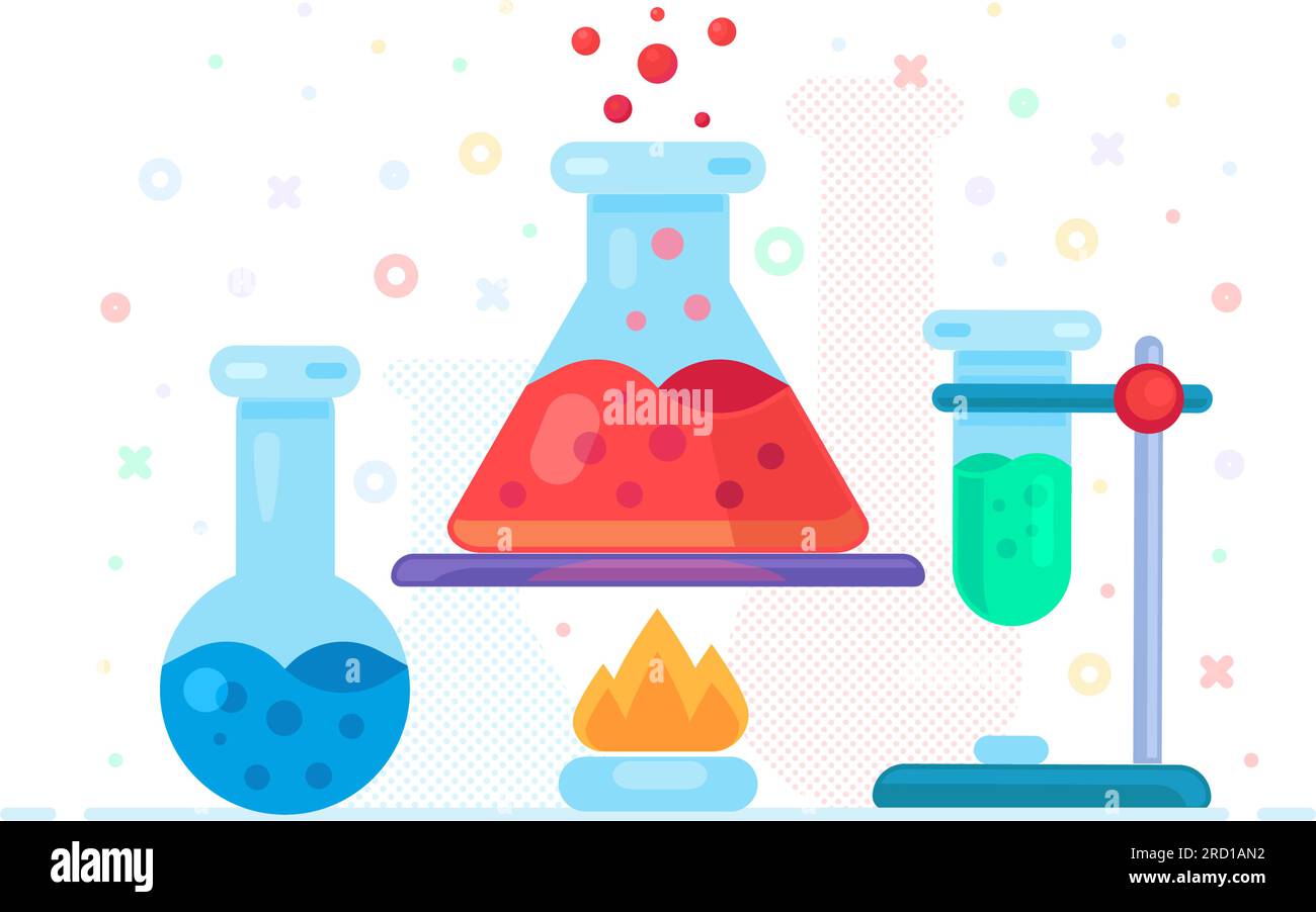 Study of chemical reactions in laboratory glass test flasks and heater ...