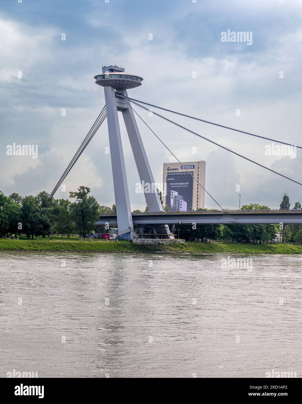 Bratislava, SK – June 10, 2023 Vertical view of Most SNP ("Bridge of ...