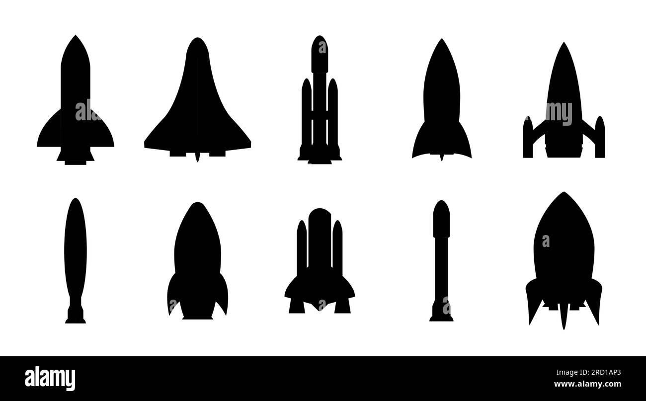 Rocket silhouette illustration astronaut vehicle icon. Rocket launch ...