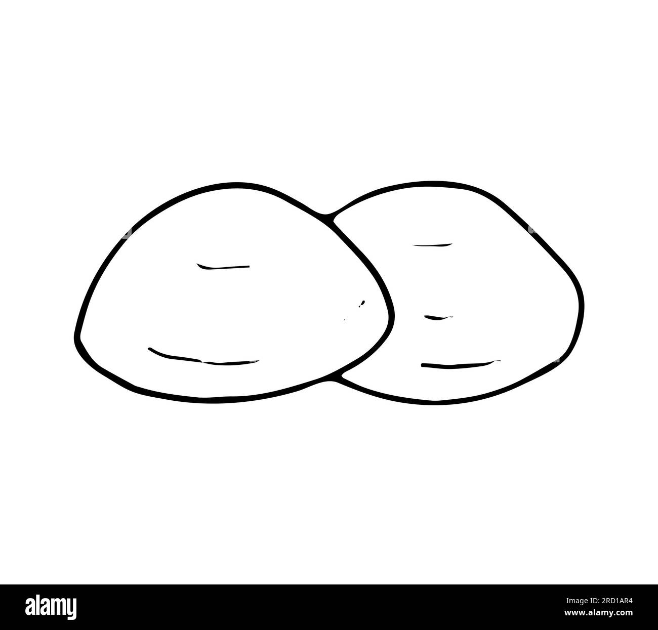 Hand drawn two buns. Bakery vector element of design, isolated on white ...