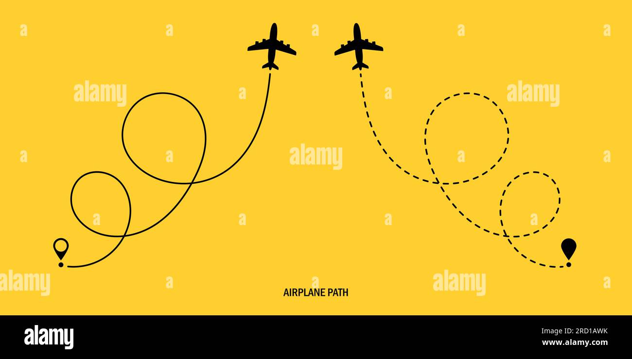 Travel concept. Dotted path airplane. Aircraft tracking. Airplane route ...