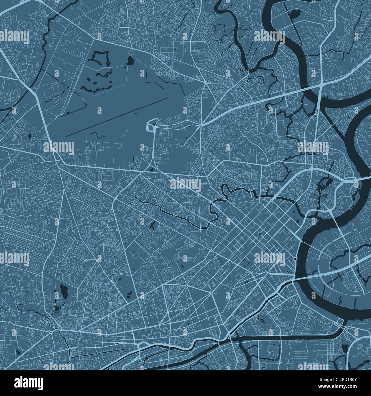 Background Ho Chi Minh map, Vietnam, blue city poster. Vector map with ...