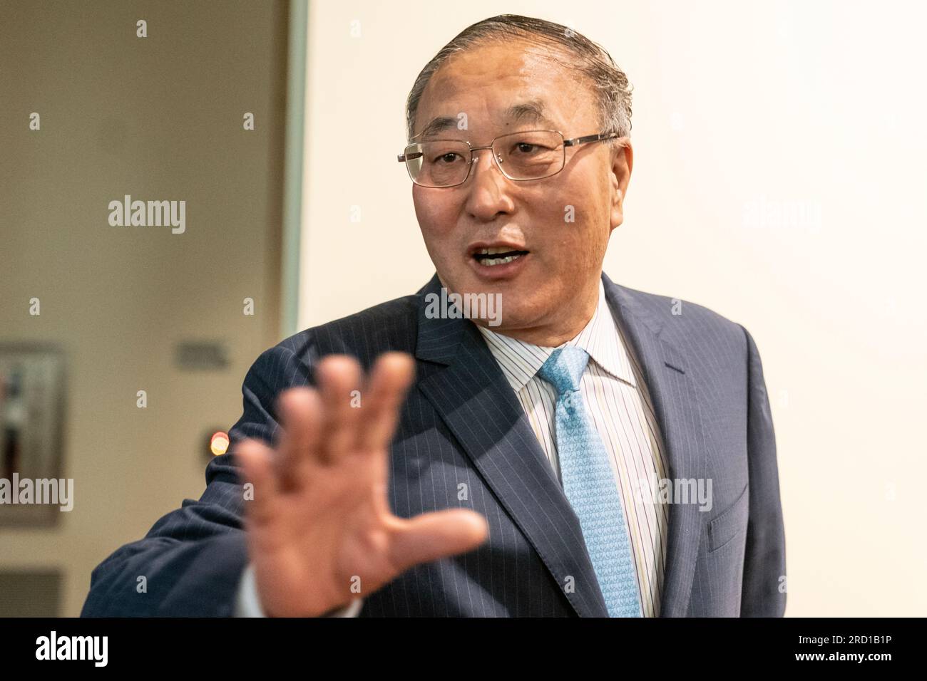 China Ambassador Zhang Jun speaks to press before Security Council ...