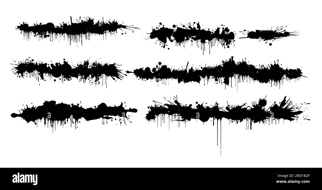 Set long black spots, brush stroke. Vector illustration Stock Vector ...