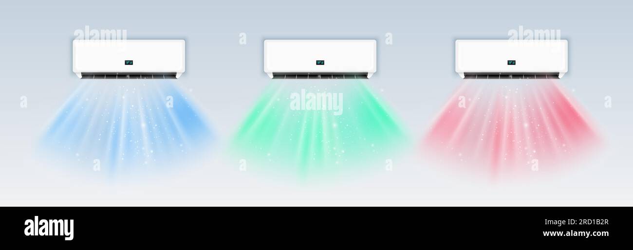 Air conditioner design illustration wind cold flow. Air condition room ...