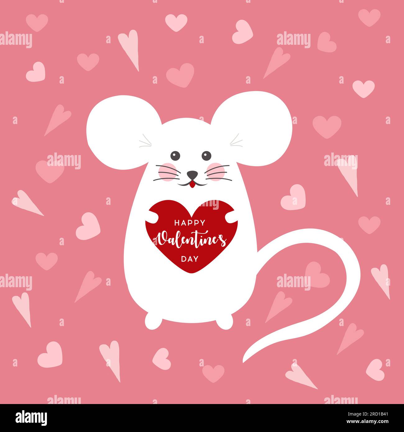 Love concept. Mouse with heart in cartoon style. Funny cartoon ...