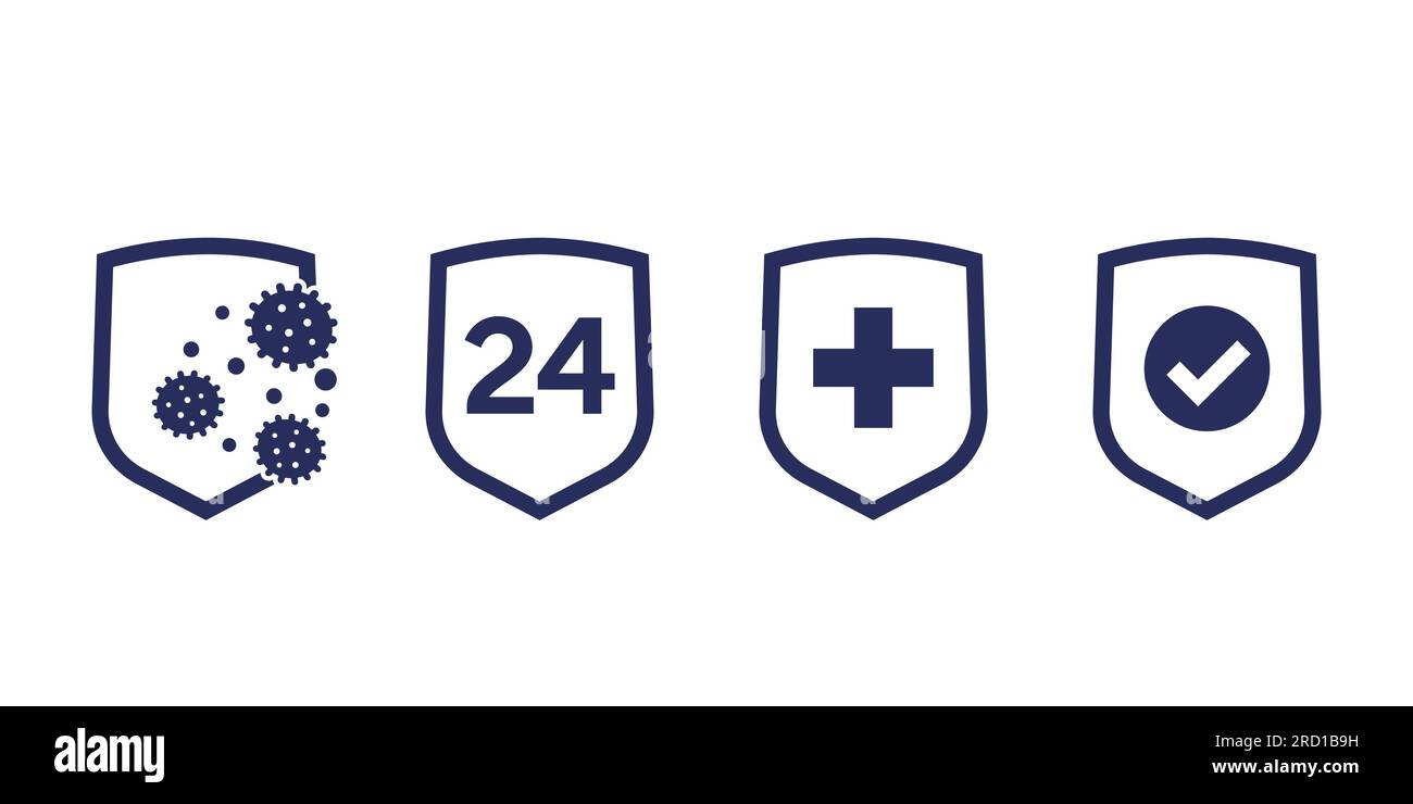 immune system, antibacterial protection icons set Stock Vector Image ...