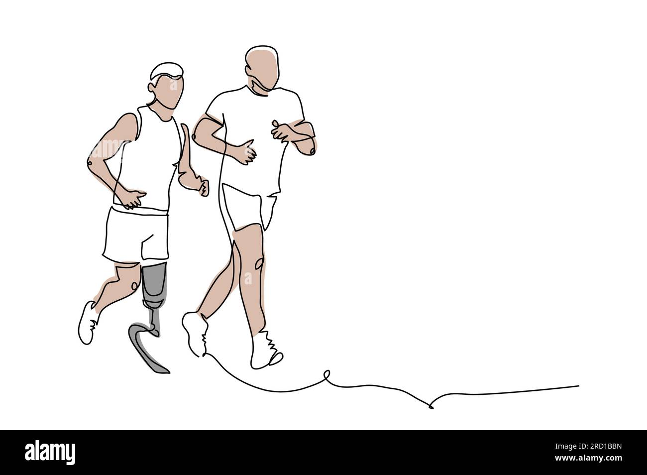 Disabled man runs on prosthesis with his friend. Man with prosthetic ...