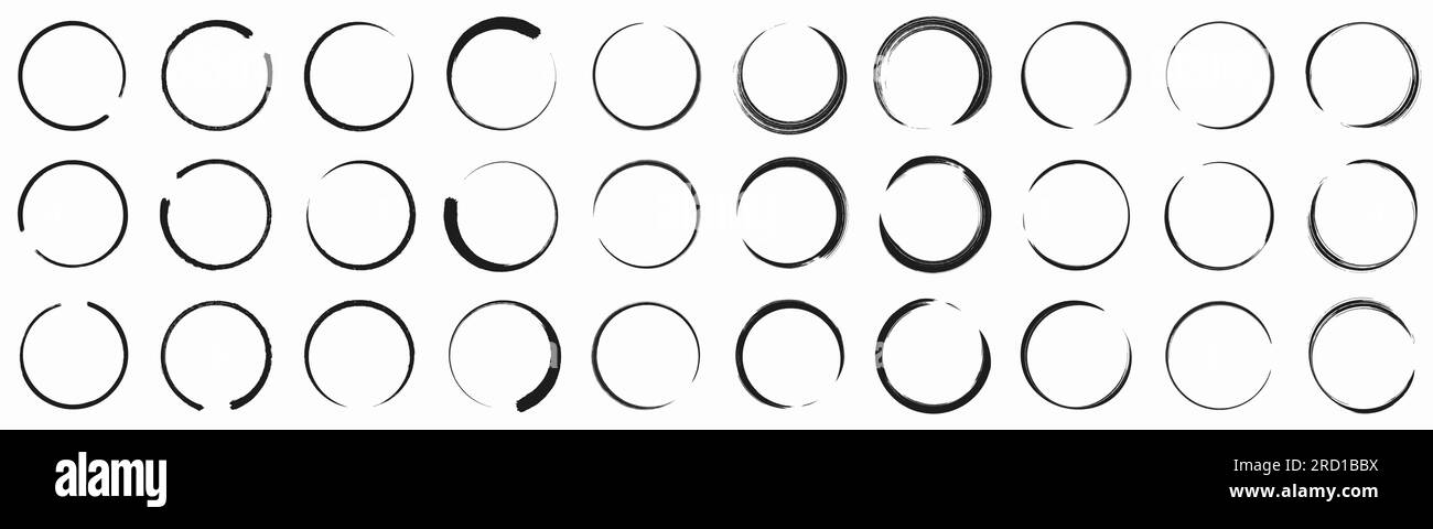 Set of circular frames. Collection hand drawn round shape. Sketch of ...