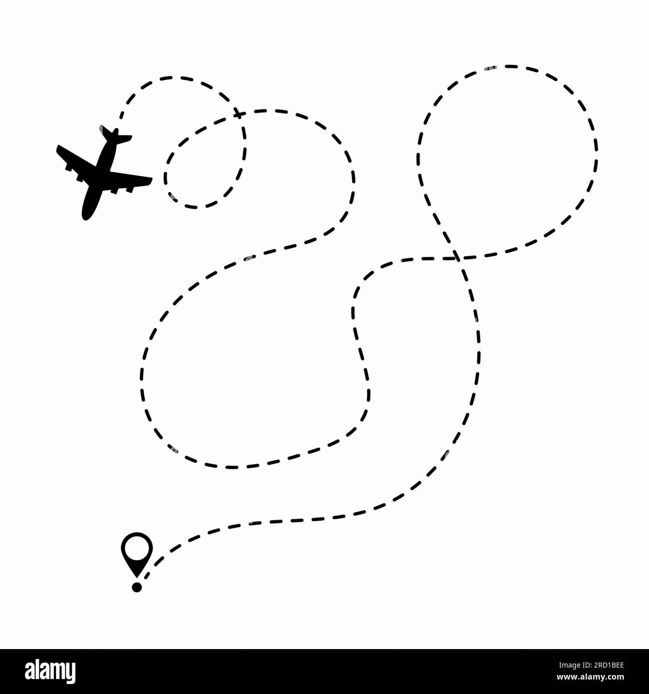 Travel concept. Dotted path airplane. Aircraft tracking. Airplane route ...