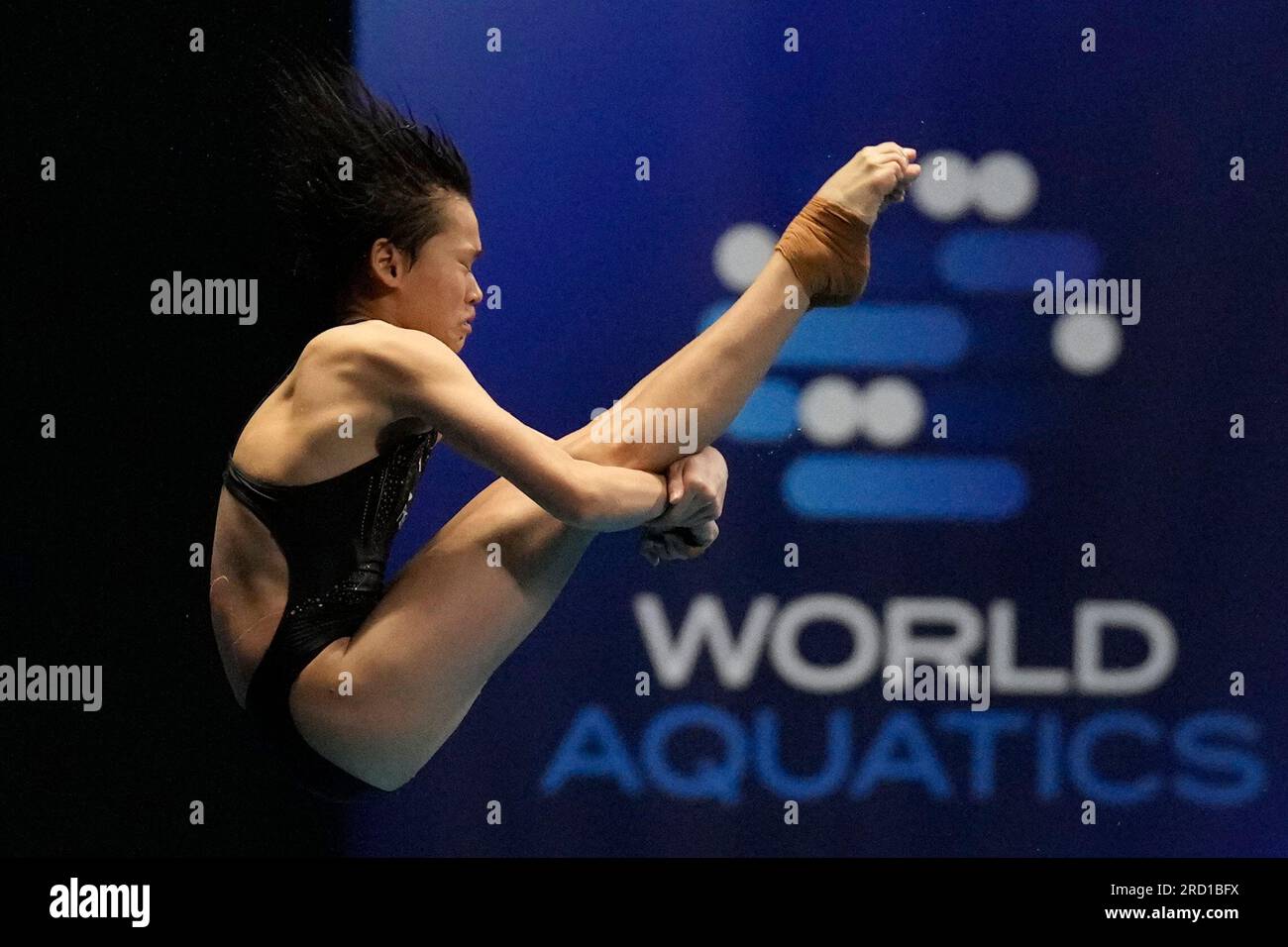 Quan Hongchan of China competes during the women's 10m platform diving ...