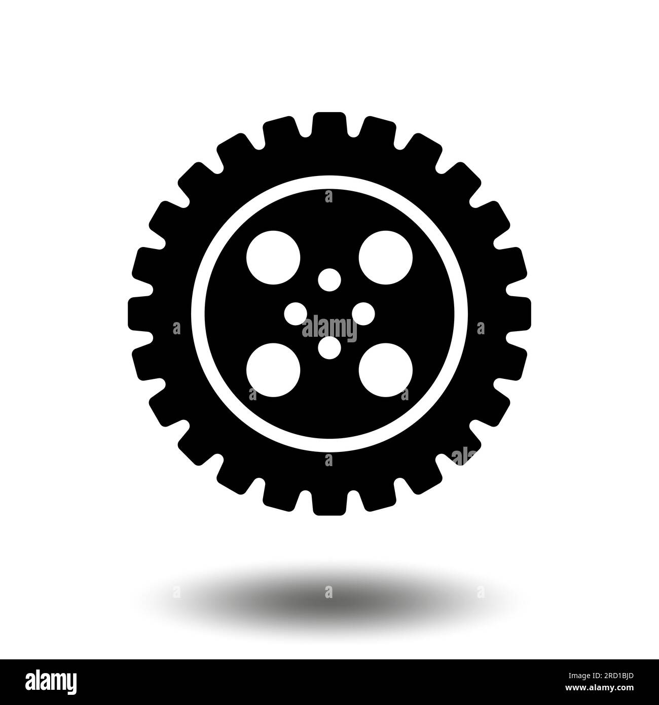Black gear icon. Machine sprocket gear icon. Flat design. Vector ...