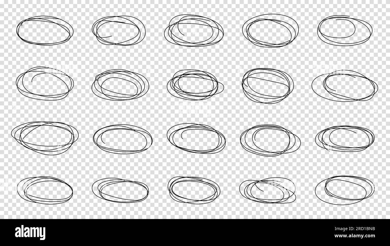 Set of hand drawn black circles and ovals. Highlight circle frames ...
