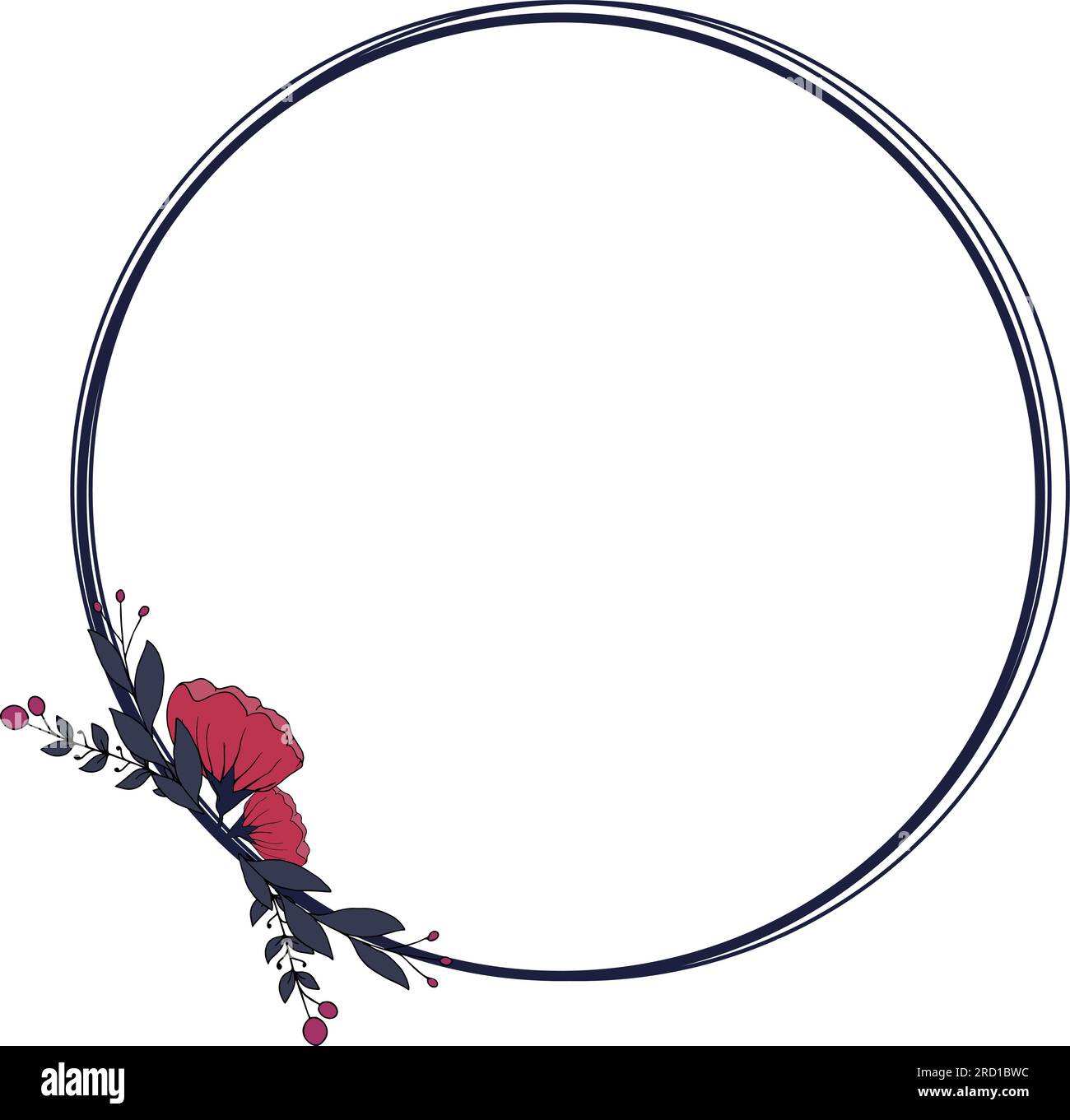 Round frame with flowers. Botanical template with flowers. Vector ...