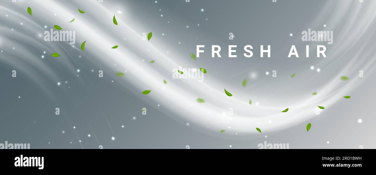 Fresh air flow wind clean breath spiral blue 3d background. Cool air ...