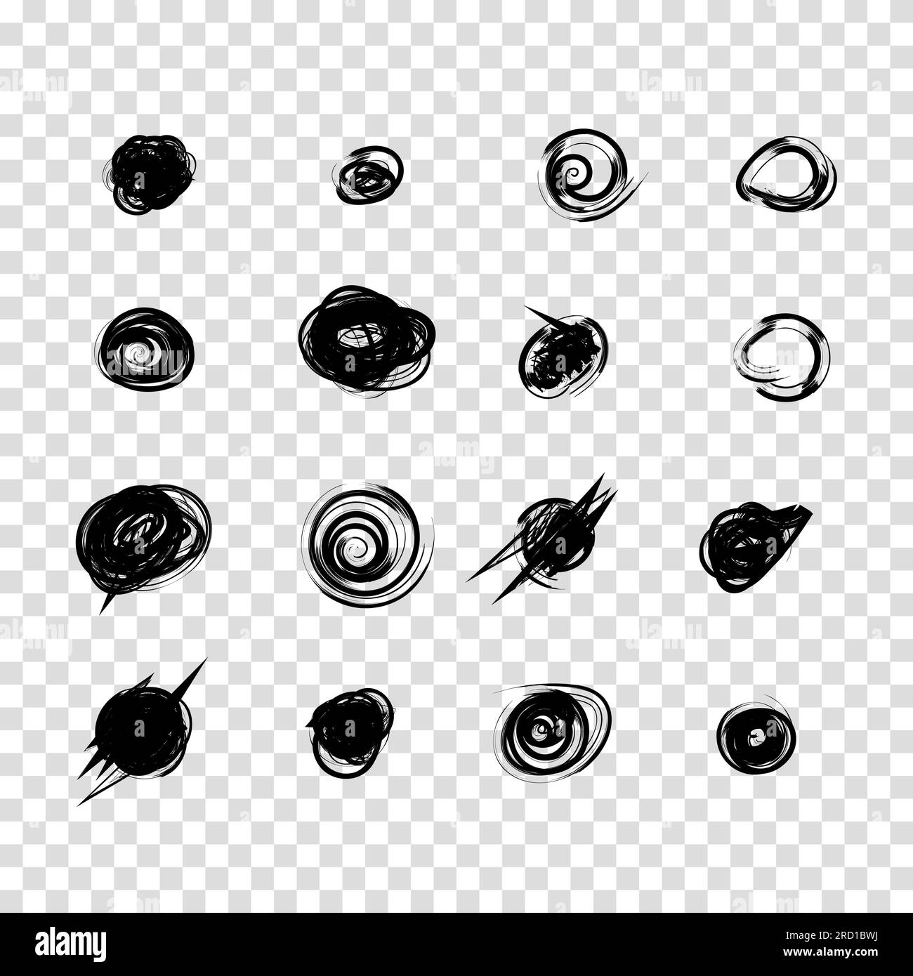 Set of hand drawn doodle circles in a grunge style. Vector illustration ...