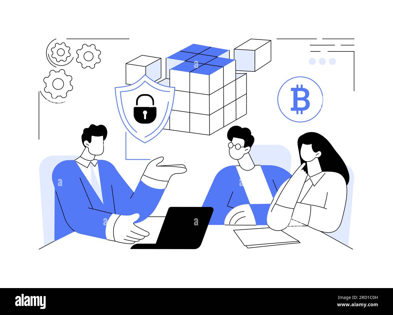 Blockchain cybersecurity abstract concept vector illustration Stock ...