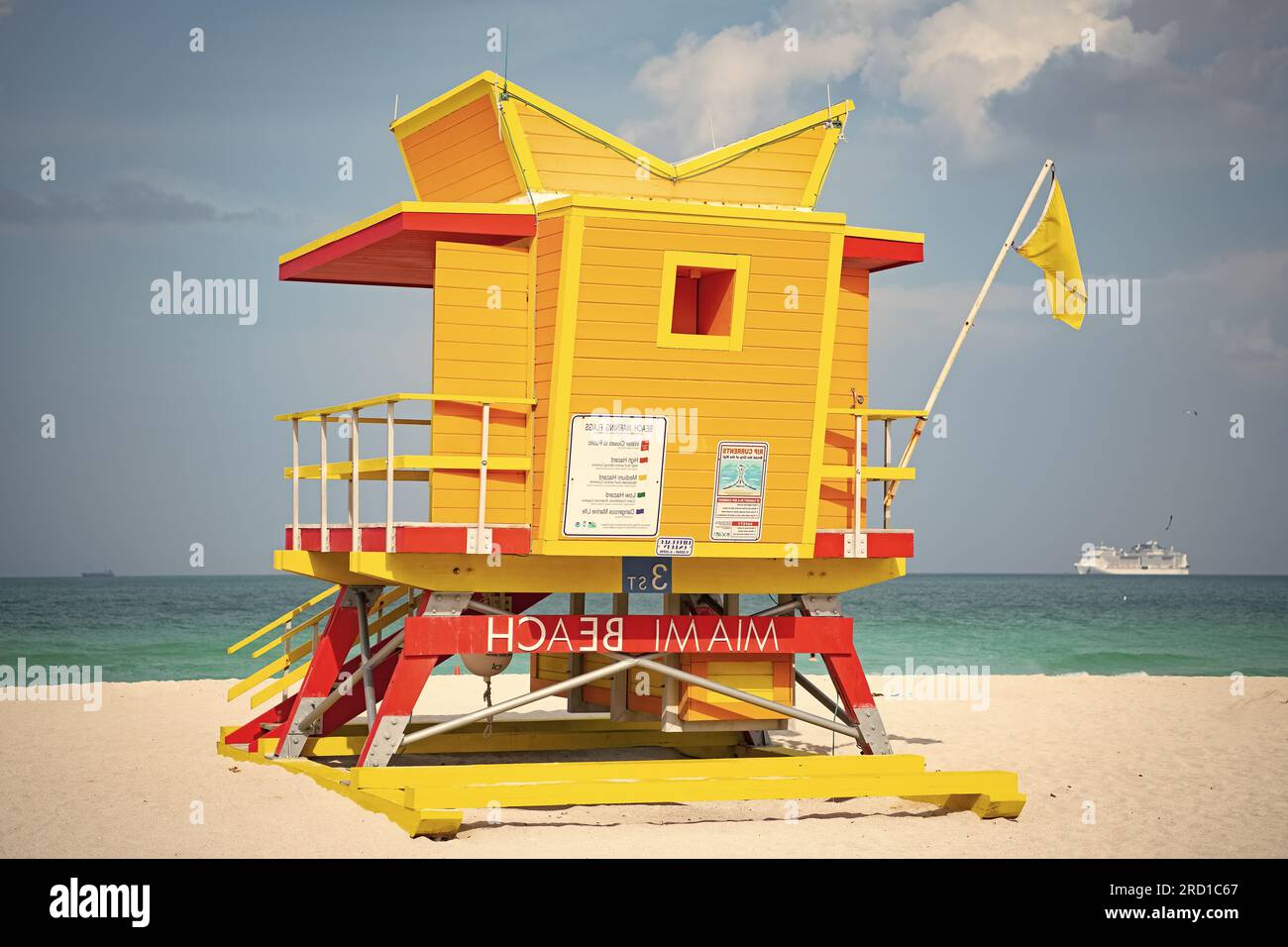 yellow lifeguard at miami beach. lifeguard at miami beach in summer ...