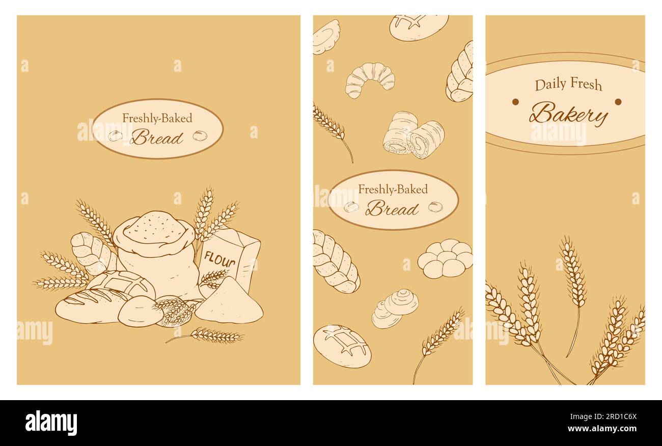 Set of bakery banners. Bakery background. Bread and pastry collection ...