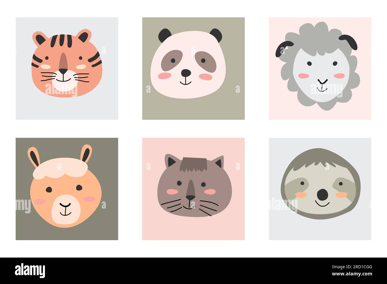 simple portrait animals in a scandinavian stile Stock Vector Image ...