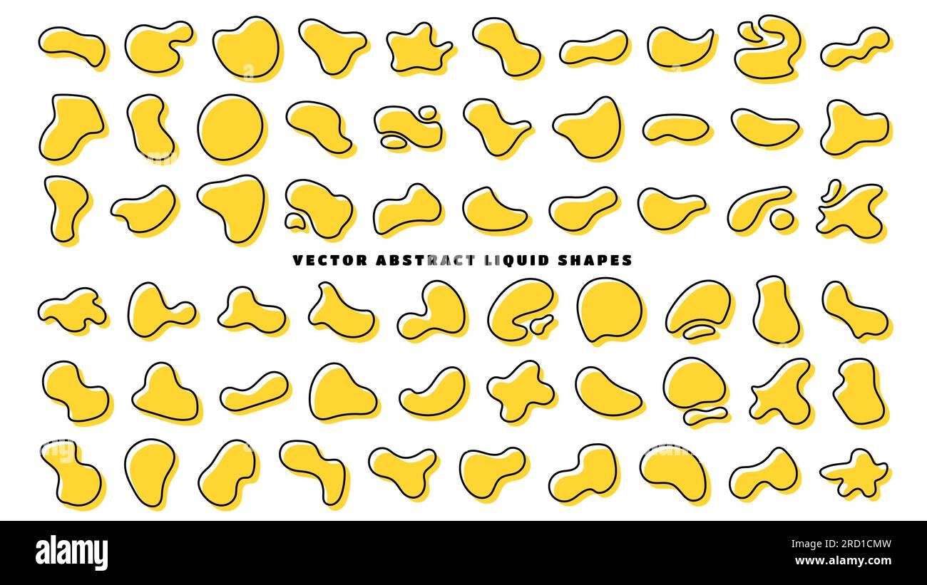 Big set shapes. Outline blob shapes, fluid or liquid round abstract ...