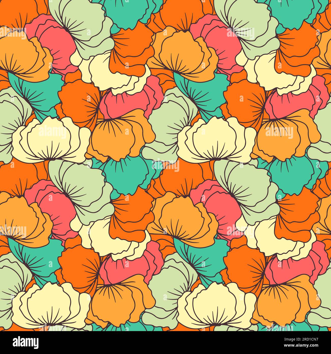 Retro seamless pattern with flowers Stock Vector Image & Art - Alamy