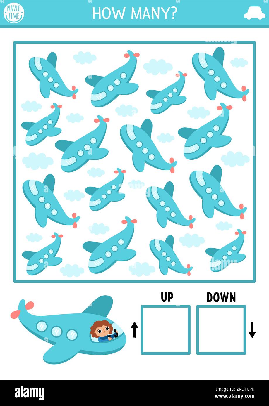 Transportation logic game with up and down concept for kids. I spy ...
