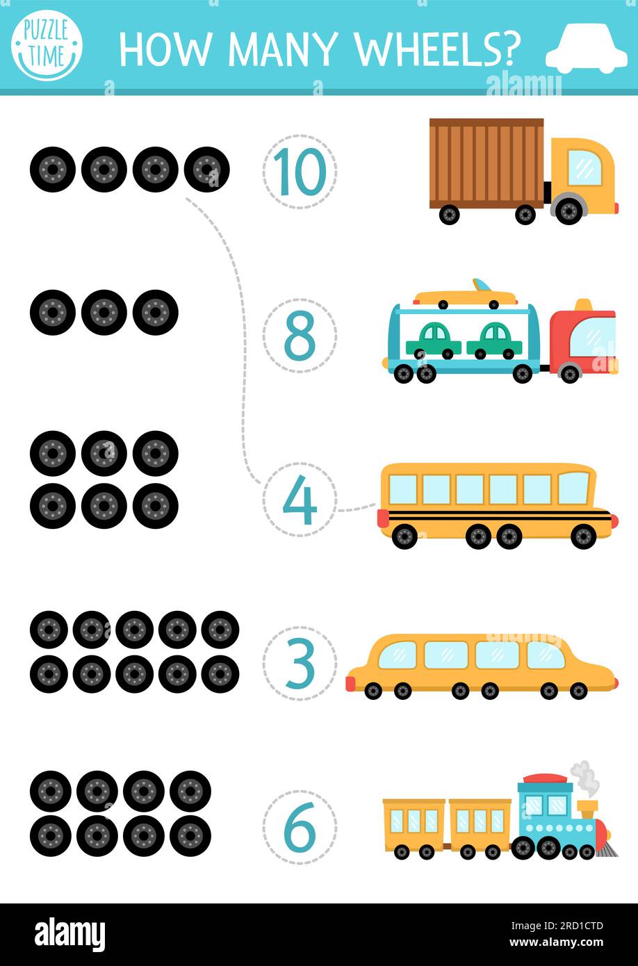 Match the numbers transportation game with vehicles. City transport ...