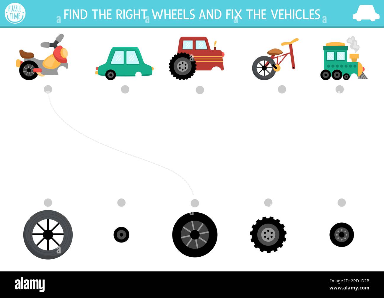 Transportation matching activity with cute transport and missing parts ...