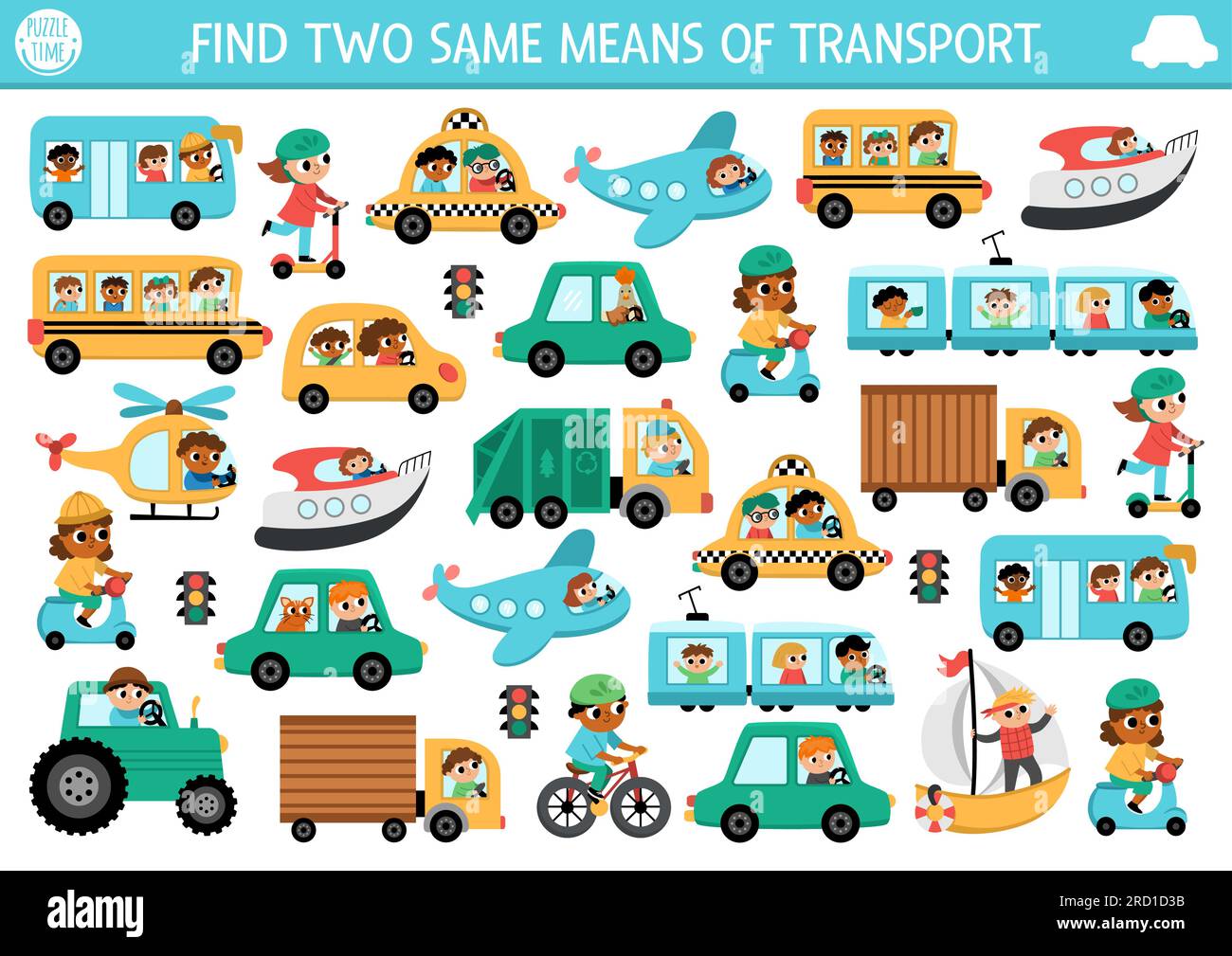 Find two same vehicles. Transportation matching activity for children ...
