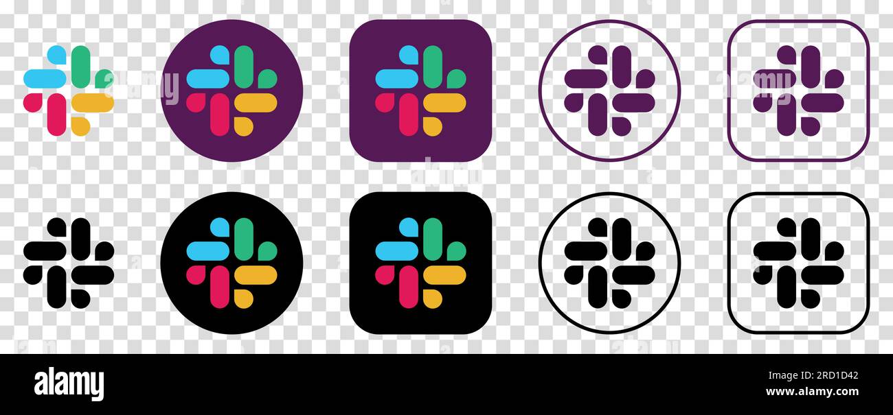 Set of Slack icons. Editorial vector logod isolated on transparent ... Set of Slack icons. Editorial vector logod isolated on transparent ...