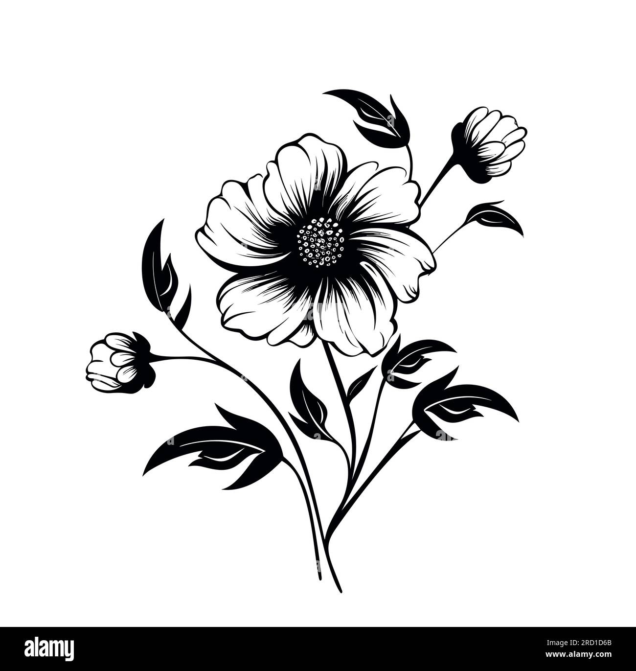 Minimal drawn floral botanical line art. Bouquets. Trendy elements of ...