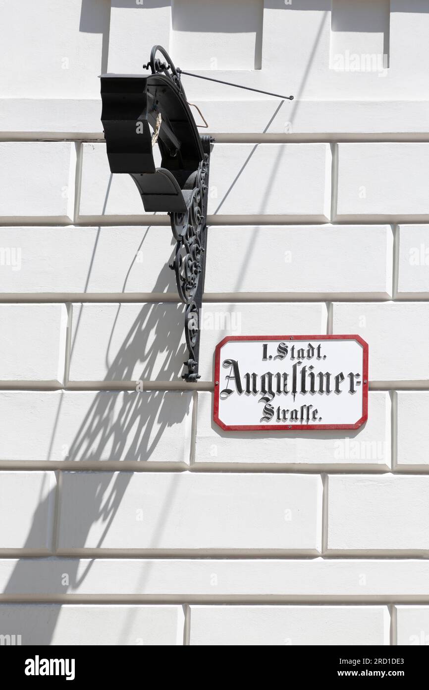 Vienna, Austria - June 13, 2023: A sign with the name of the ...