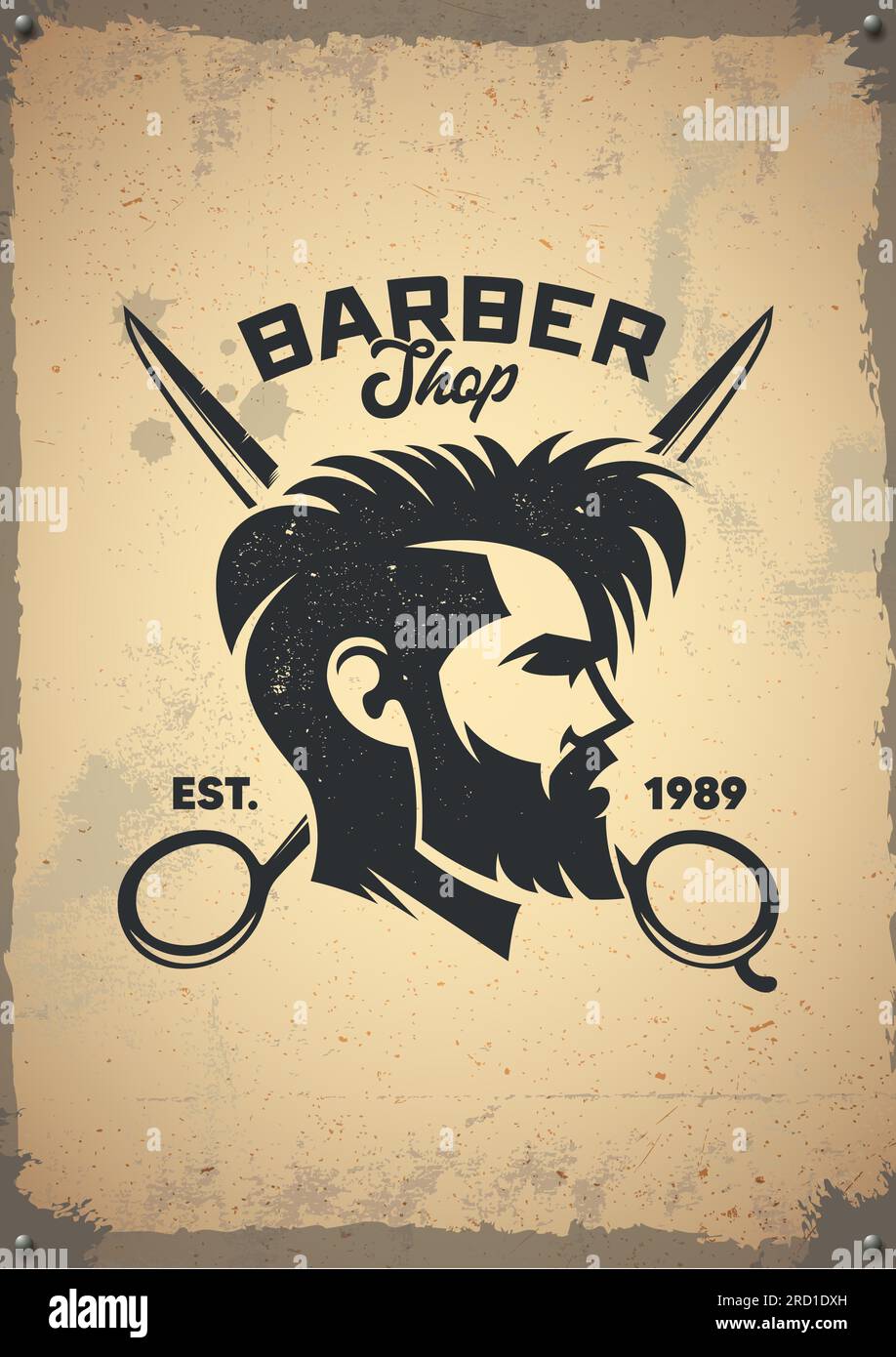 Barber shop retro poster design Stock Vector Images - Alamy