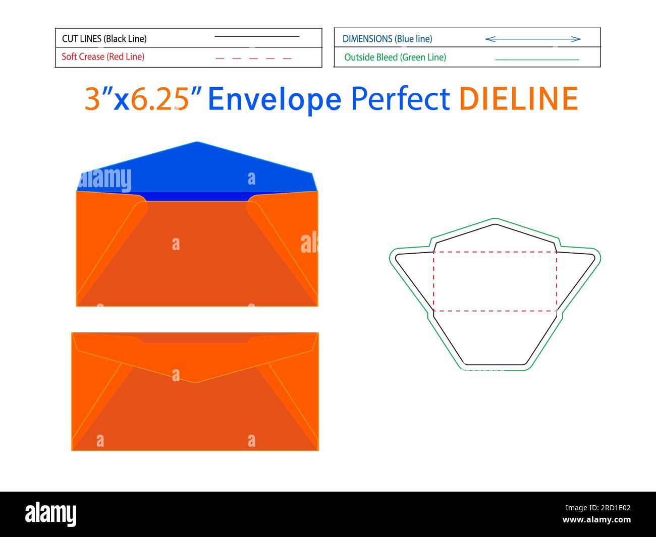 Editable easily resizeable Regular Envelope 3x6.25 inch die line ...