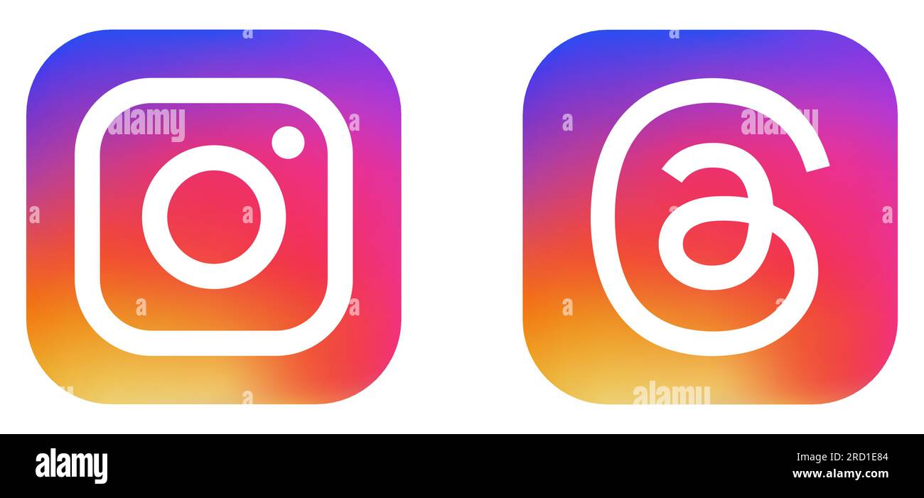Threads and Instagram logos. Editorial vector icons Stock Vector Image ...