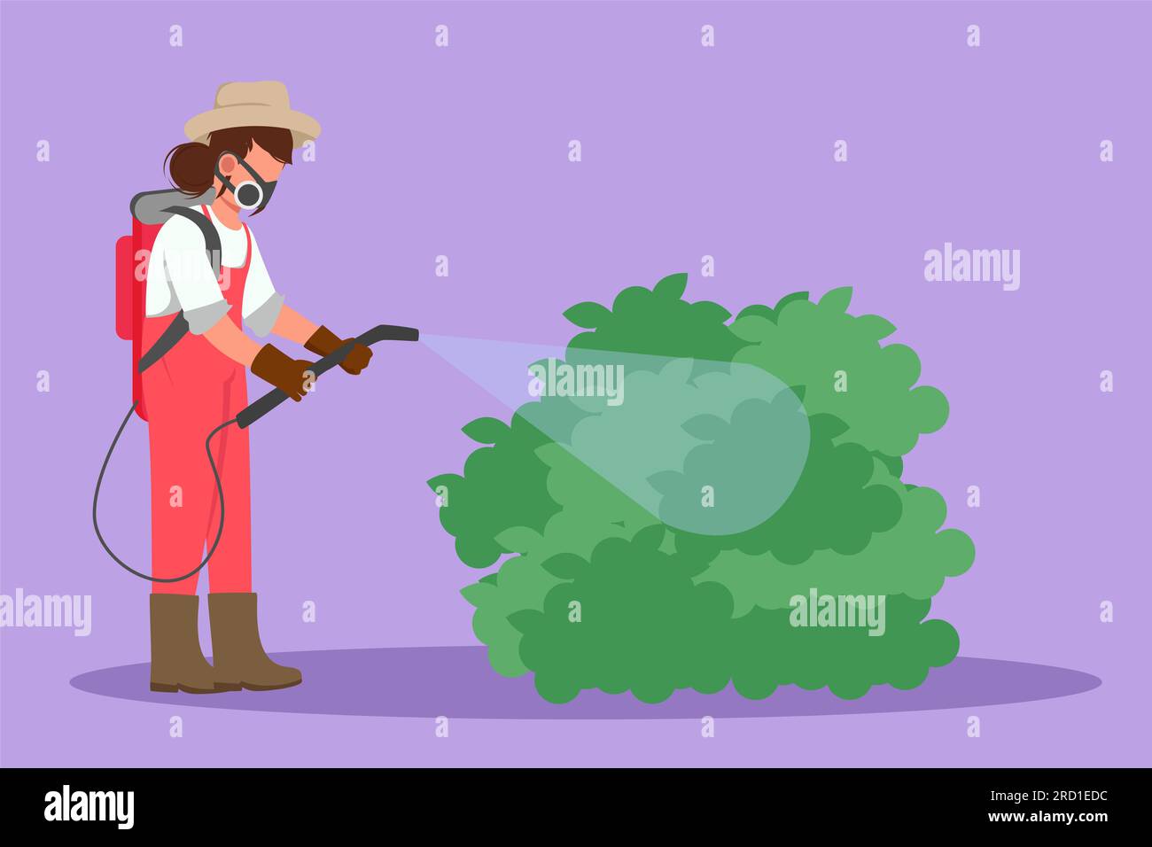 Cartoon flat style drawing happy female farmer wearing masks and ...
