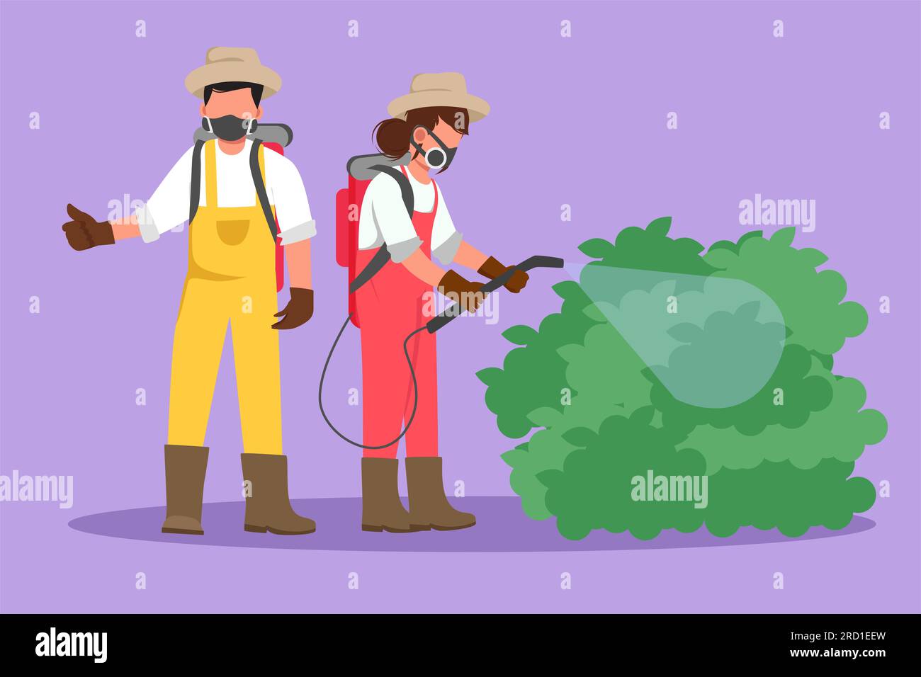 Character flat drawing happy couple of farmers wearing masks and ...