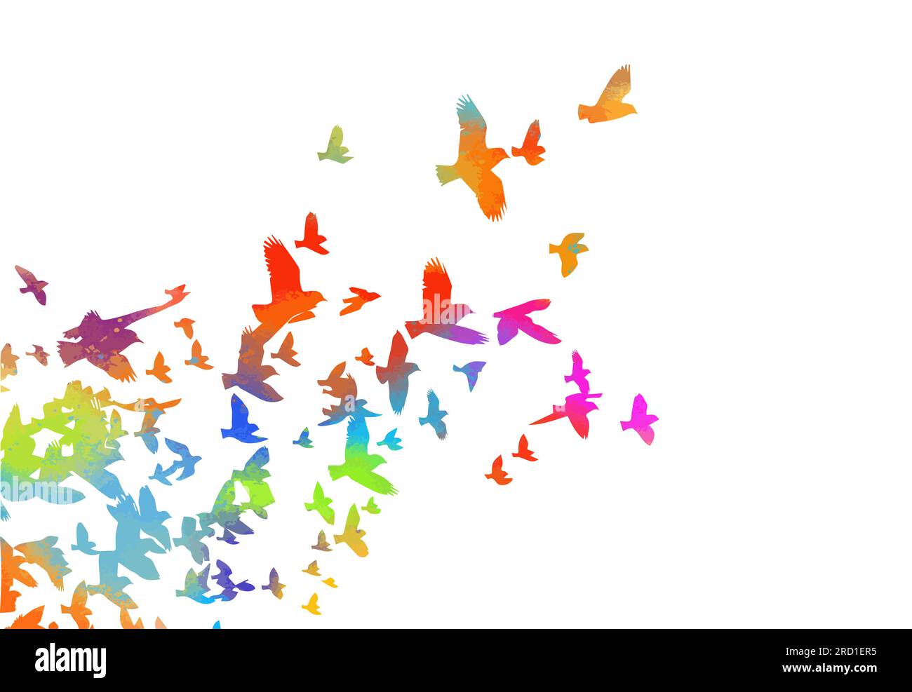 A flock of flying colored birds. Vector illustration Stock Vector Image ...